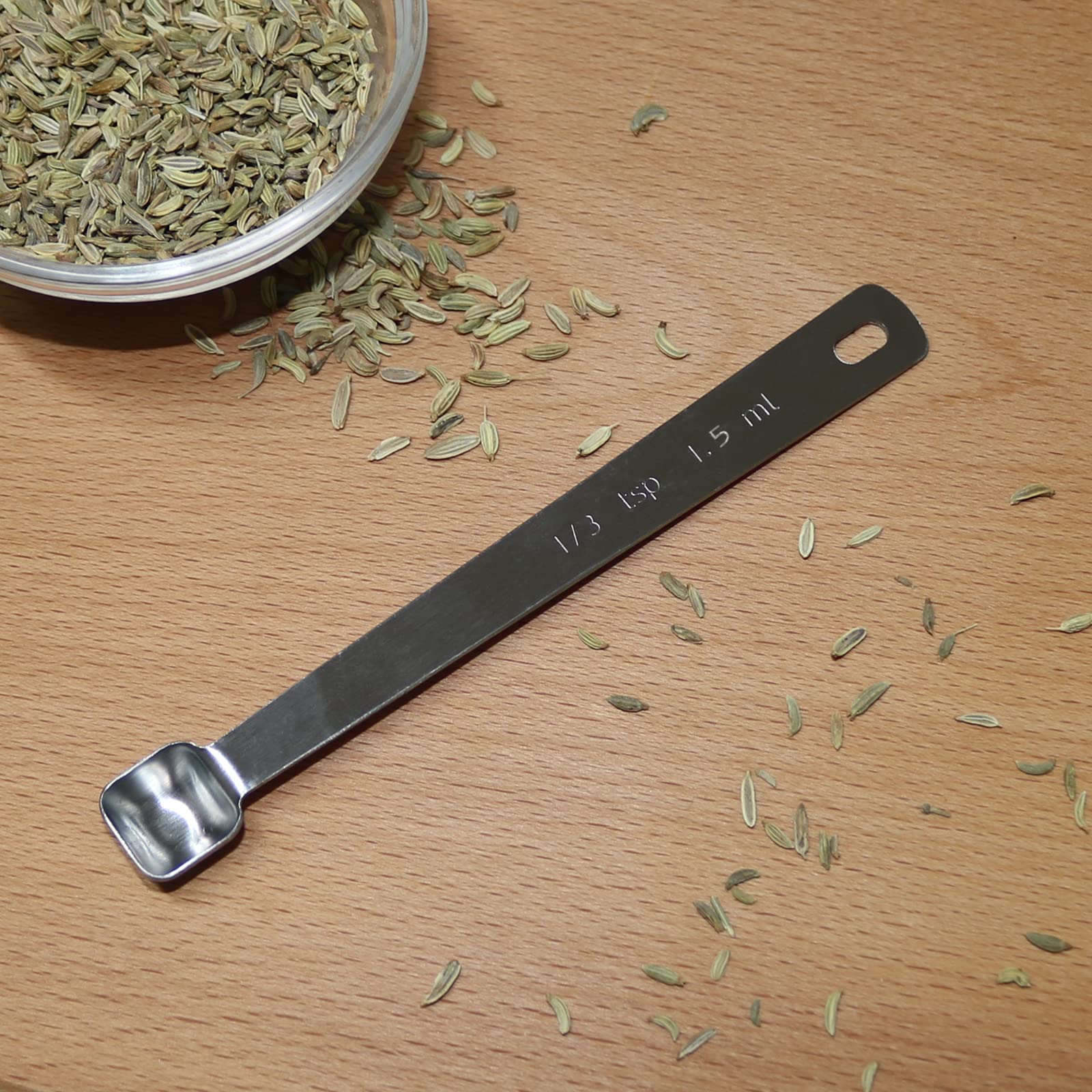 BERYLER 1/3 Teaspoon(1/10 Tbsp | 1.5 mL | 1.5 cc | 0.05 oz) Single Measuring Spoon, Small Measuring Spoon Only, Individual Tiny Measuring Spoons, Stainless Steel Mini Measuring Spoons (Square Bowl)