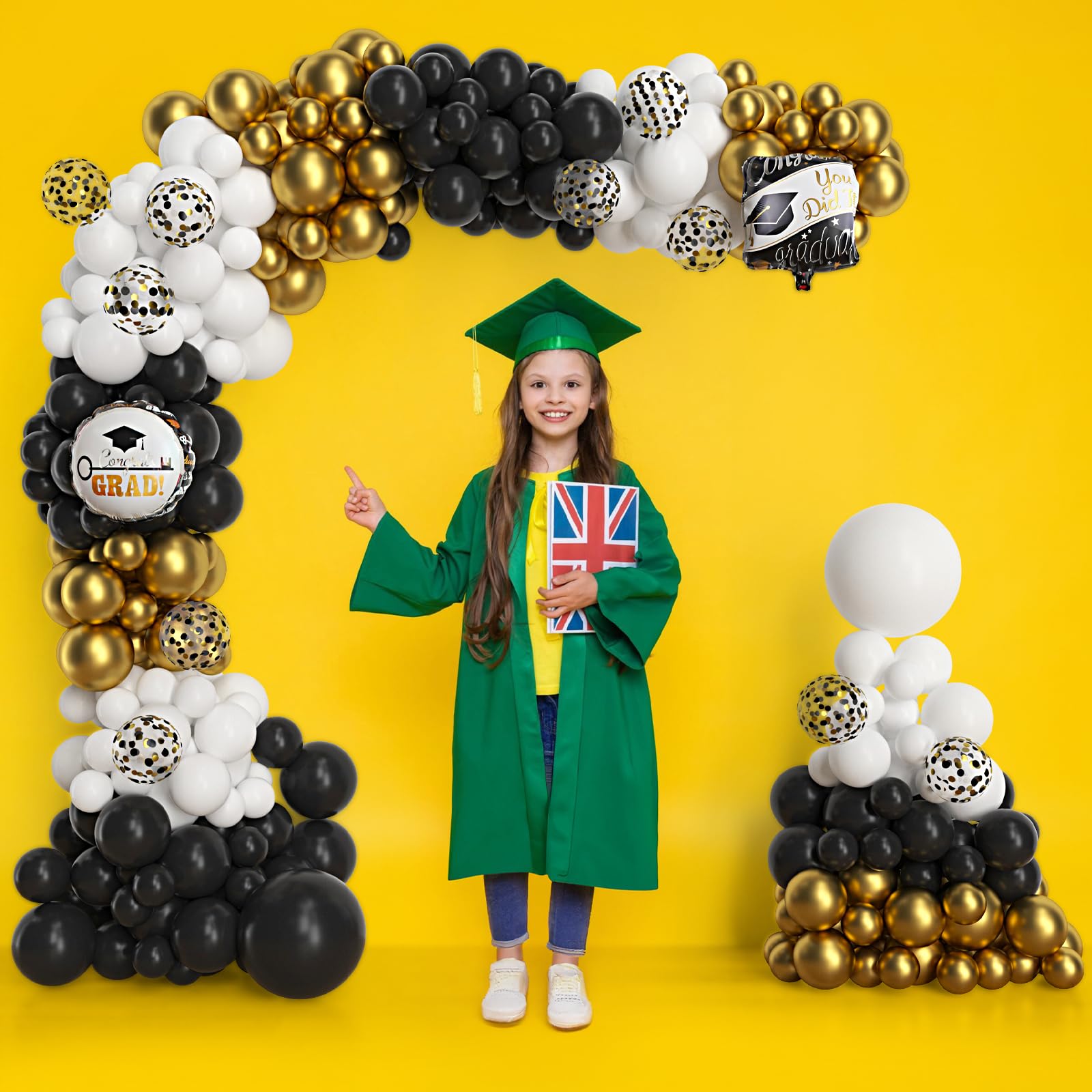 Graduation Balloon Garland Arch Kit Black White Gold Balloons for College High School Graduation Party Graduation Decorations