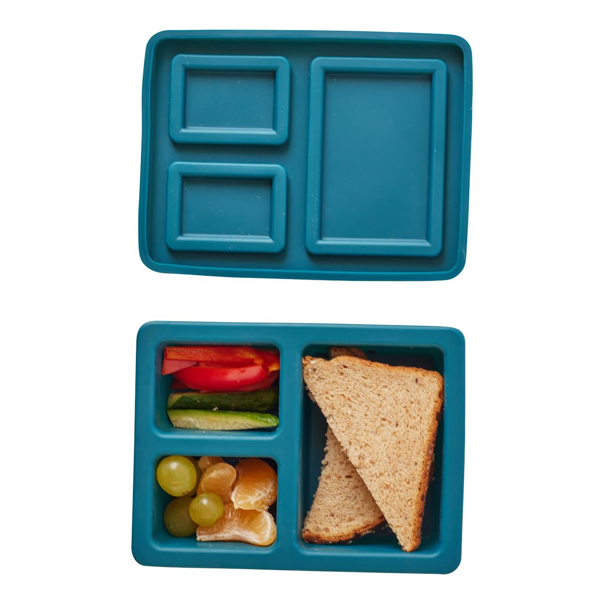 Austin Baby Co Leak-Proof Mini Bento Lunch Box for Kids β Silicone Container with 3 Leakproof Compartments β Food-Safe Materials, Dishwasher Safe, and BPA Free (Space)
