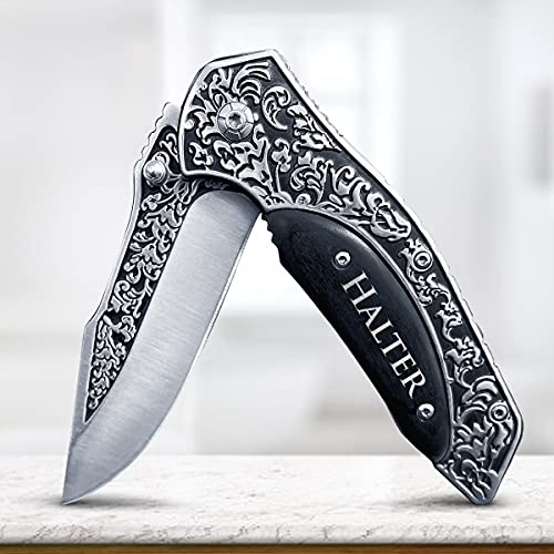 Classic Pocket Knife, Automatic Knife For Hunting, Outing, Stainless Steel Personalized Pocket Knife, Cool Knife for Dad, Husband, Boyfriend