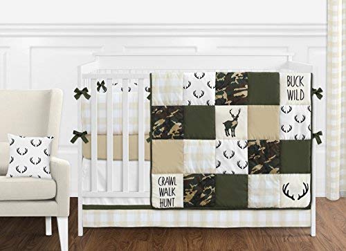 Sweet Jojo Designs Solid Dark Green Baby or Toddler Fitted Crib Sheet for Woodland Camo Collection