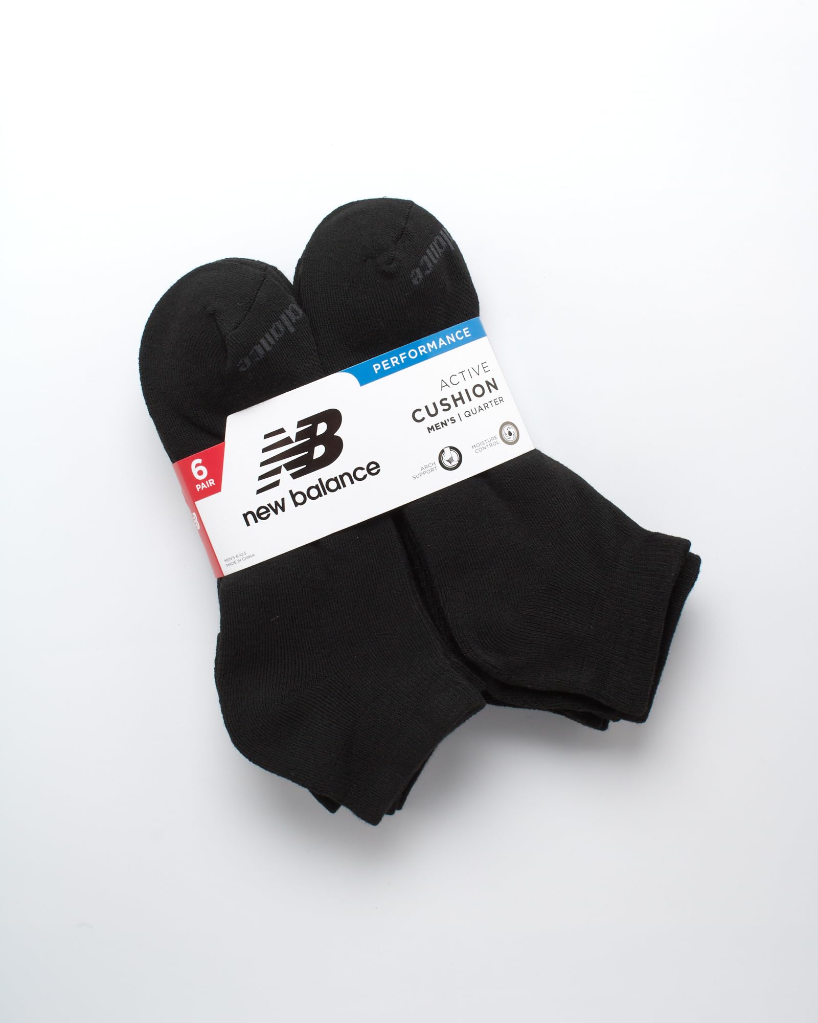 New Balance Men's Athletic Arch Compression Cushion Comfort Quarter Socks (6 Pack), Size 6-12.5, White/Grey