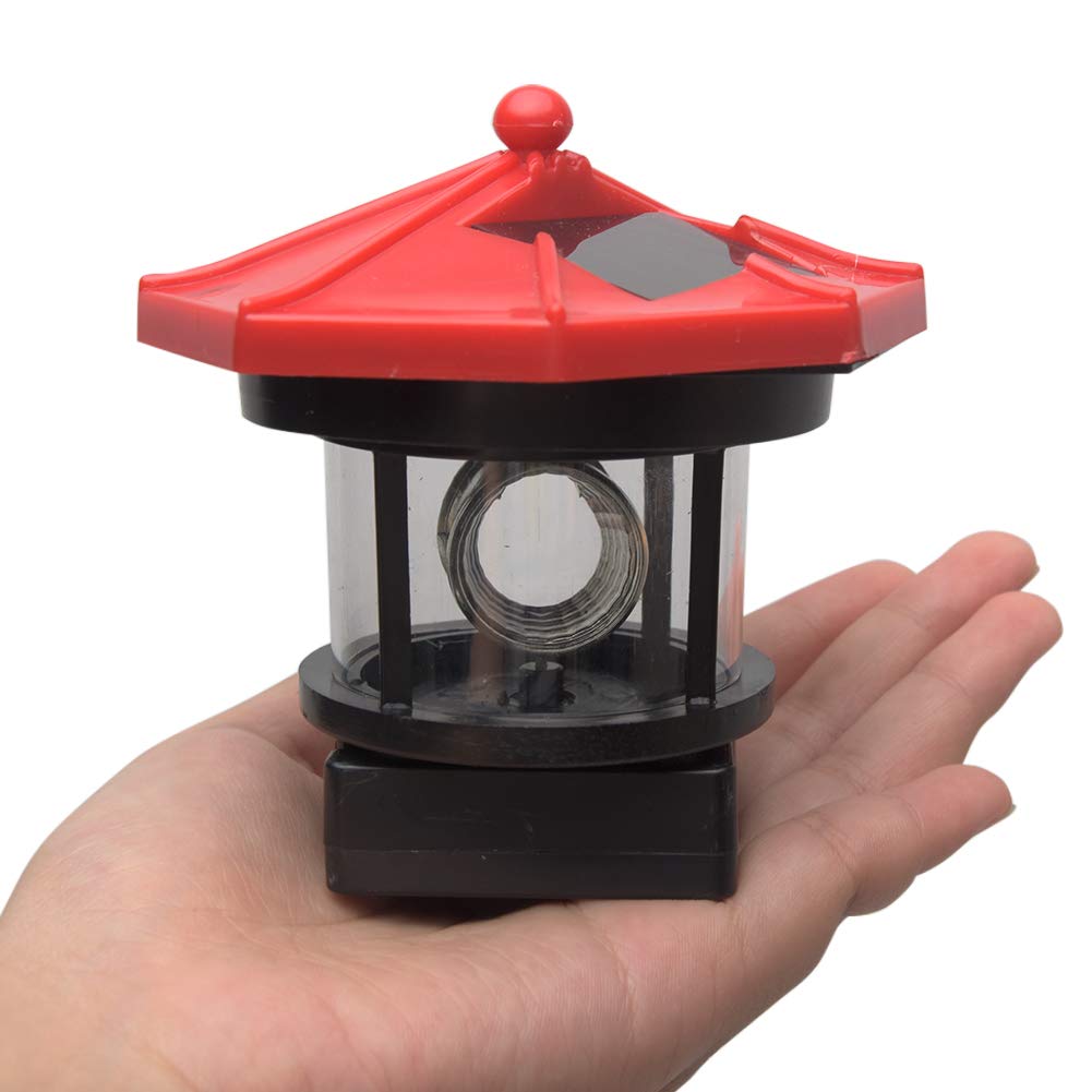 PXRJE Solar Lighthouse,LED Solar Powered Lighthouse,IP65 Waterproof LED Solar Hanging Lamp,360 Degree Rotatable Outdoor Solar Light,Suitable for use in courtyards, lawns, etc(Red,3.74inch)