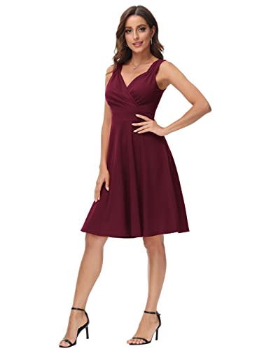 GRACE KARIN Women's A-line Cocktail Dress Flared Party Dress Size XL Dark Wine
