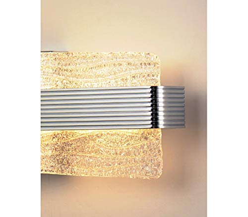 ET2 E24424-124PC Ripple Artisanal Piastra-Style Glass Bath Vanity Bar LED Wall Sconce, 1-Light 20 Watt, 24" H x 4" W x 5" L, Polished Chrome