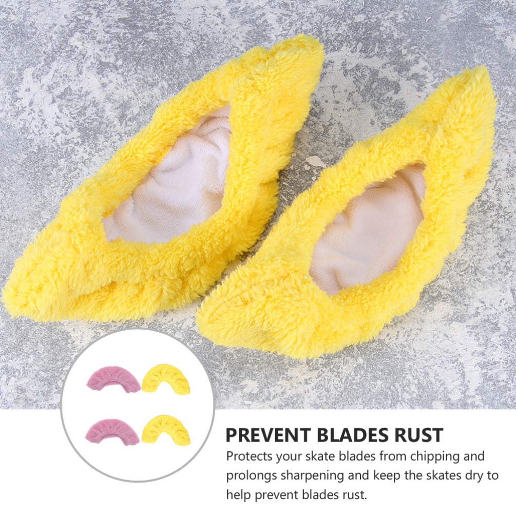 BESPORTBLE 2 Pairs Ice Skate Guards Elastic Skating Blades Covers Kids Plush Skate Shoes Blade Protector (Yellow Pink S)