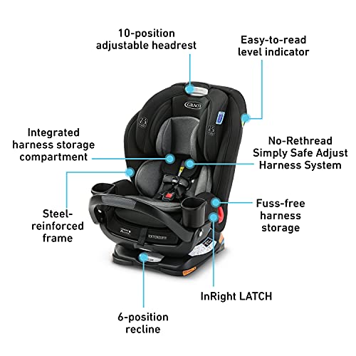 Graco Extend2Fit 3 in 1 Car Seat Featuring Anti-Rebound Bar, Ride Rear Facing Longer, Up to 50 Pounds, Prescott