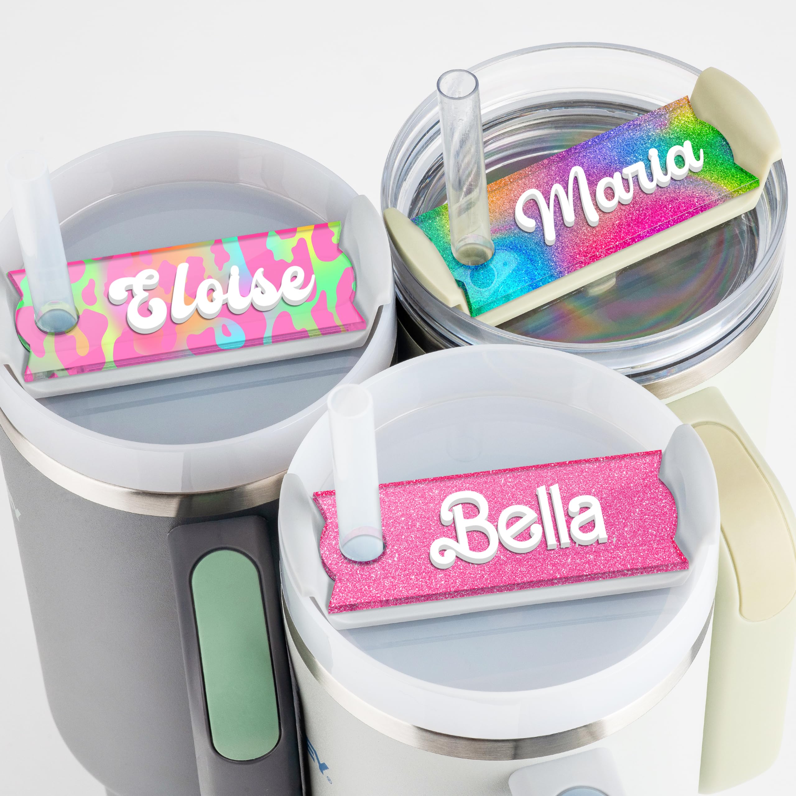 Personalized Name Tag for Stanley Cup 30 40 oz, Custom Name Plates for Stanley - Glitter - Tumbler Lid Topper, Stanley Cup Accessories
