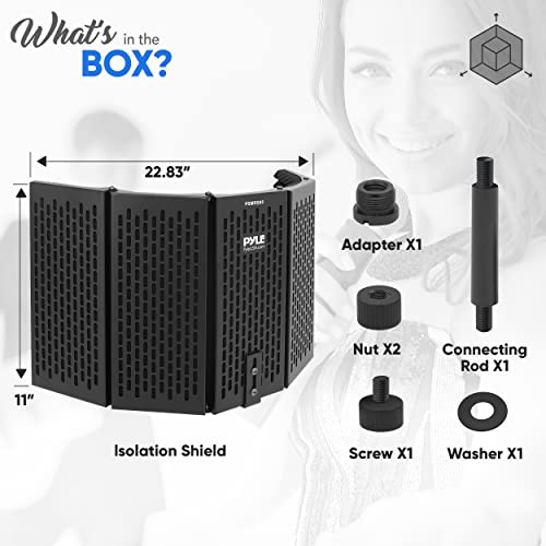 PyleUsa Microphone Isolation Shield, 5 Panel Acoustic Vocal Sound Dampening Noise Absorb Record Studio,1.6" Foam,Adjust Mic Depth,Removable Shock Mount, β
" Threaded,Podcast,Sing and Broadcast-1 set