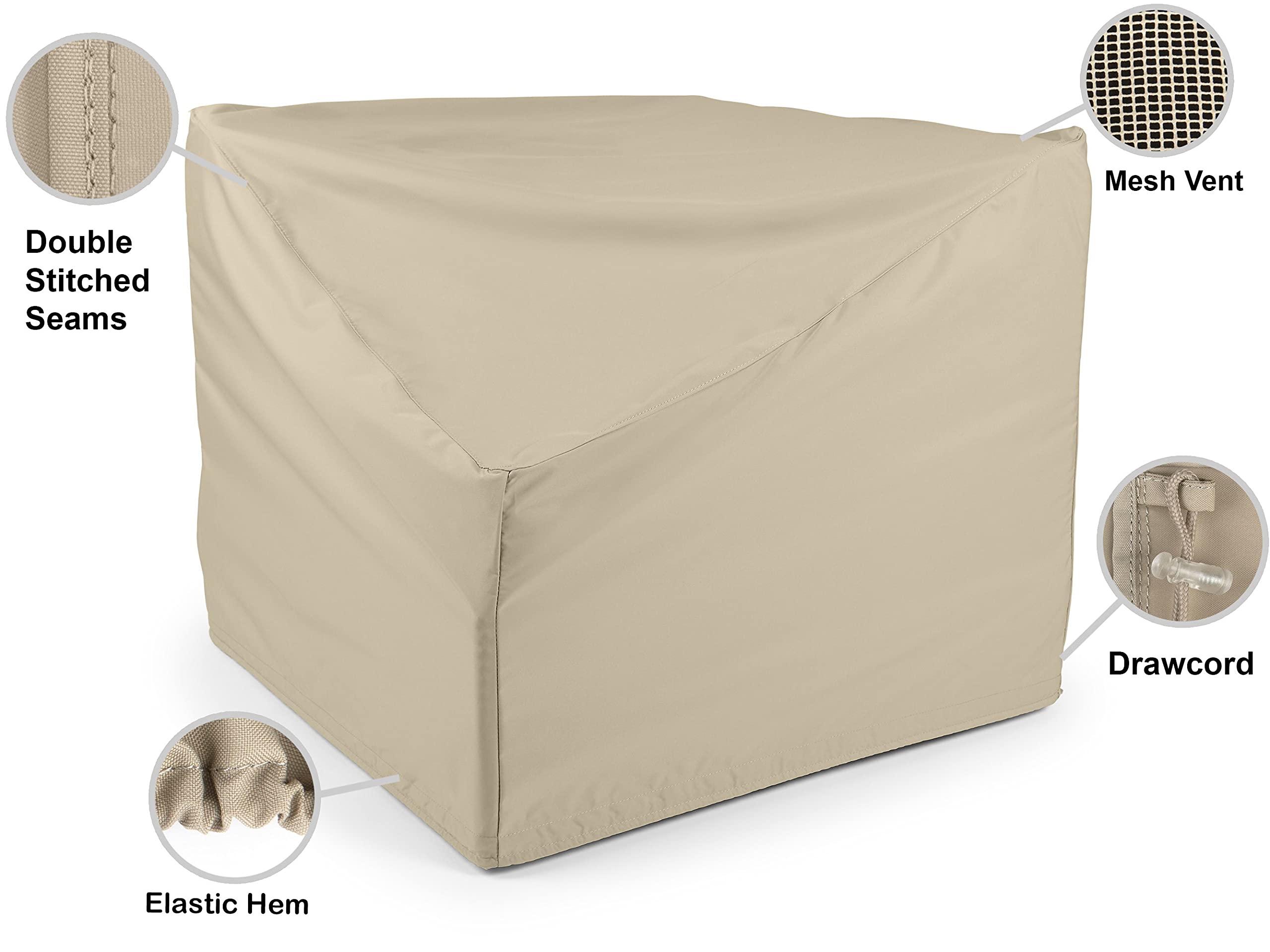 Covermates Outdoor Corner Sectional Chair Cover - Water Resistant Polyester, Drawcord Hem, Mesh Vents, Seating and Chair Covers, 34W x 34D x 30H, Khaki