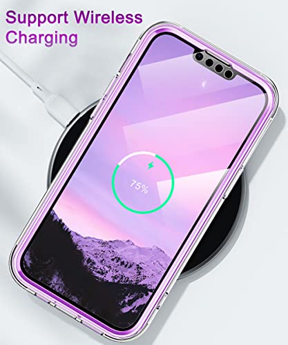 Hocase for iPhone 14 Plus Case, (with Built-in Screen Protector) Shockproof Slim Soft TPU+Hard Plastic Full Body Protective Case for iPhone 14 Plus (6.7" Display) 2022 - Watercolor Marble