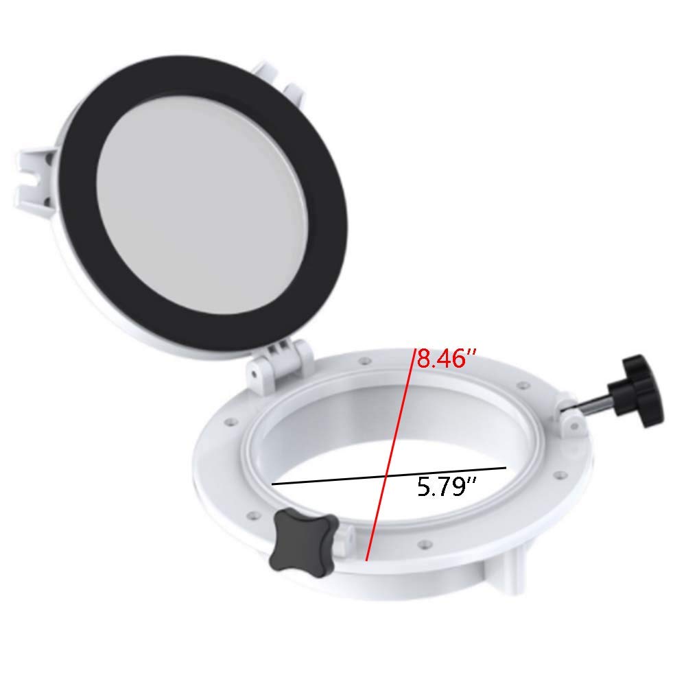 Boat Yacht Round Opening Portlight Porthole Replacement Window Port Hole - ABS Tempered Glass with Screws,White (8")
