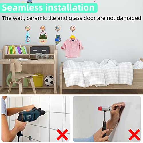 Johiux Pack of 4 Self-Adhesive Wooden Hooks, Adhesive Hooks, Children's Coat Hooks, Wall Hooks, Self-Adhesive Children's Coat Hooks are Used for Towels, Backpacks, Hats and Coats.