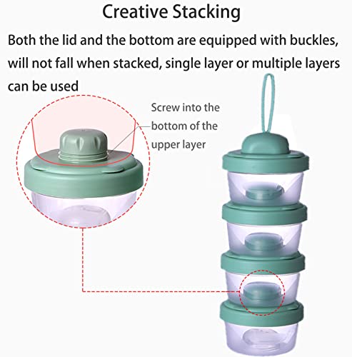 IENYPA 4 Layers Baby Milk Powder Formula Dispenser on The go, Baby Formula Containers for Travel, Formula Holder Mixer, Baby Feeding Snack Storage Container, Portable, Stackable, Non-Spill, BPA-Free