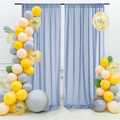 Eternal Beauty Wedding Chiffon Backdrop Curtain 5x10ft Sheer Chiffon Backdrop Curtains for Party Stage Decoration -2 Panels- Dusty Blue