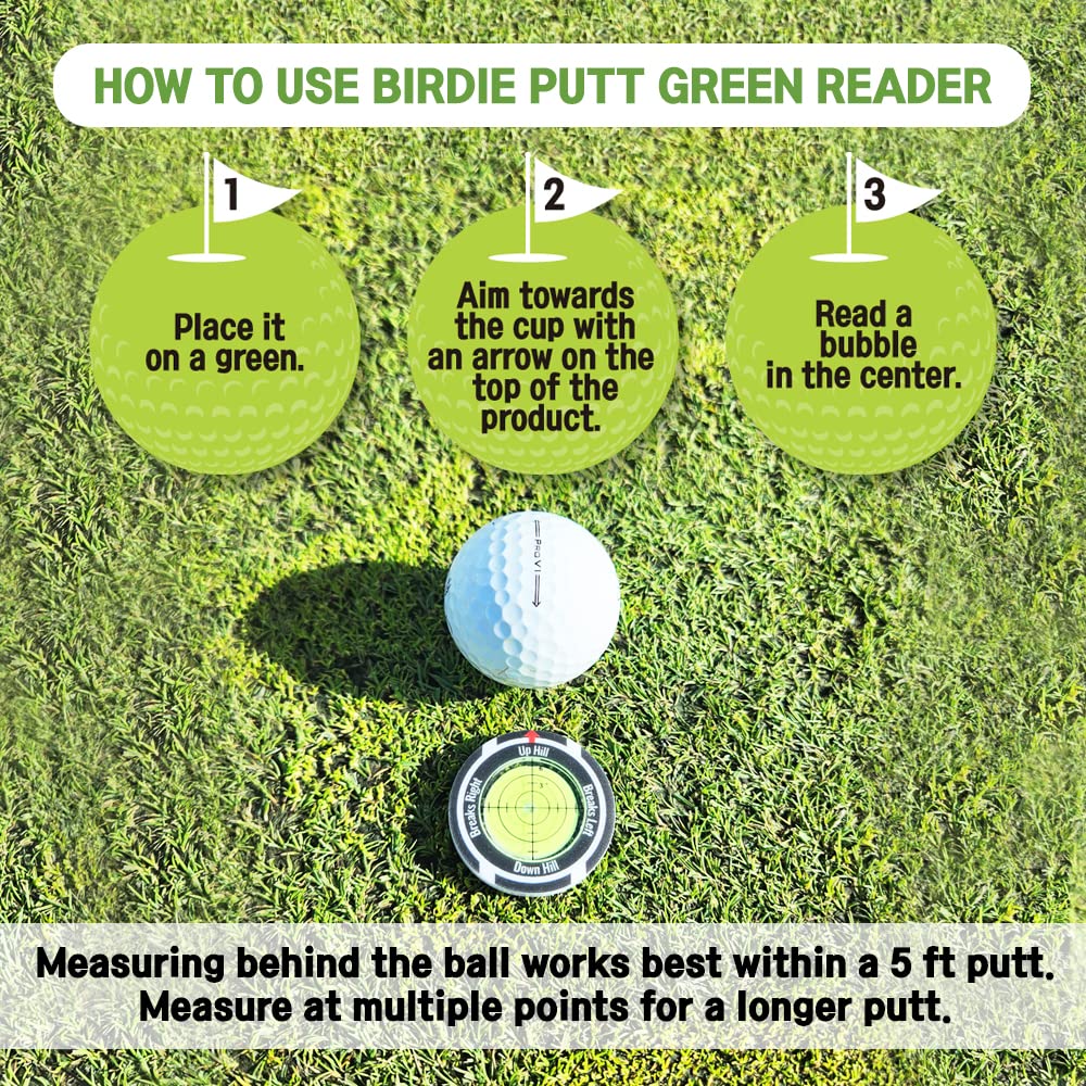 BUDDYBIRDIE Birdie Putt Green Reader | Poker Chip Style Ball Marker Compact & Stylish Golf Putting & Green Reading Aid Bubble Level High Precision Alignment Reader Tool Golf
