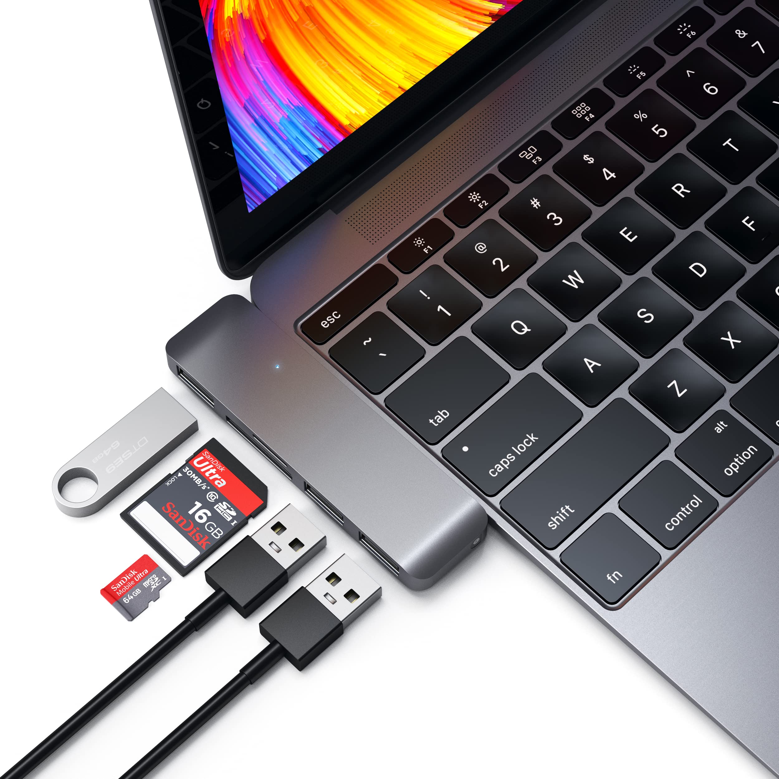 Satechi Aluminum Type-C USB 3.0 3-in-1 Combo Hub Adapter - 3 USB 3.0 Ports and Micro/SD Card Reader - Compatible with 2022 iPad Air M1, 2021 iPad Pro M1, 2020 MacBook Pro/Air M1 (Space Gray)
