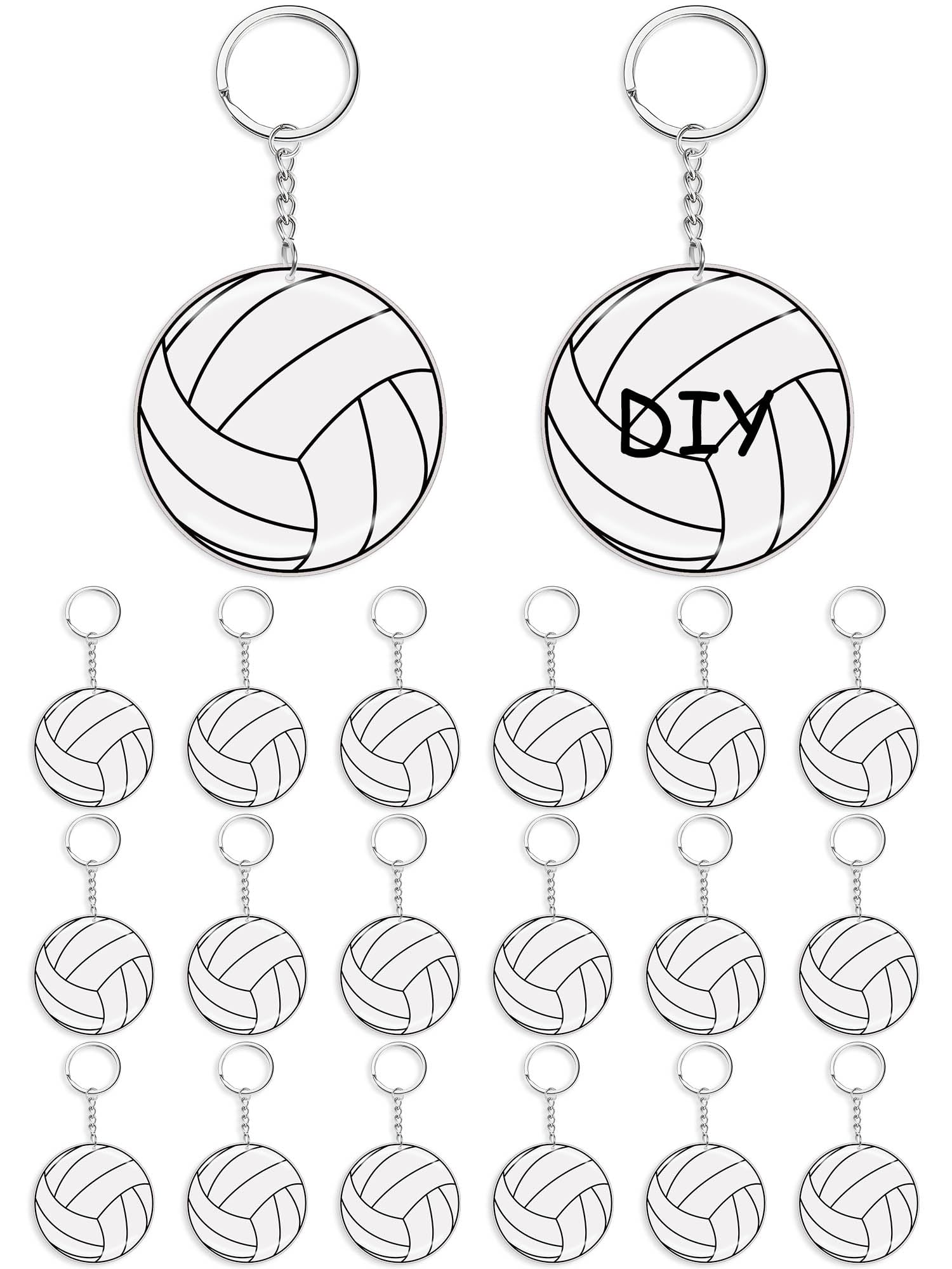 Taiyin Acrylic Volleyball Keychains Bulk Volleyball Party Favors for DIY Christmas Backpacks Gift Team(White,18 Pcs)