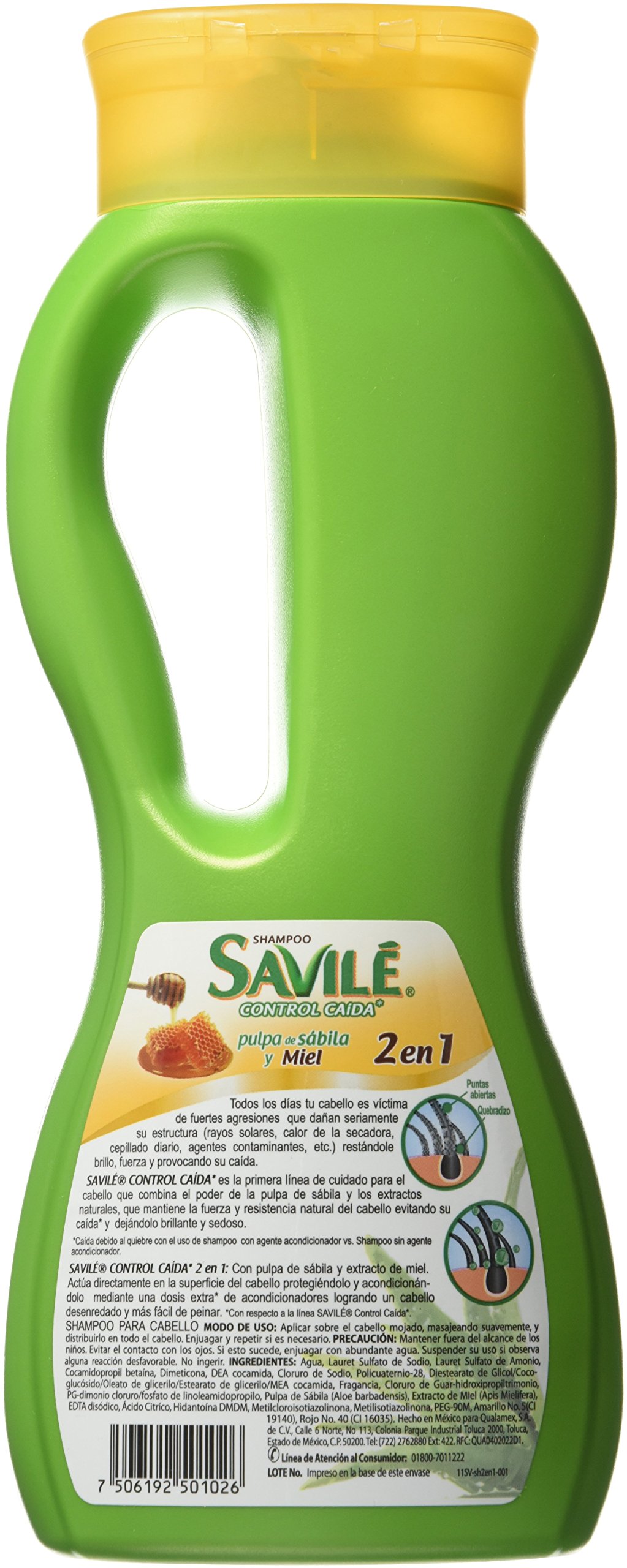 Savile Shampoo Control Caida 2 En 1 pulpa de Sabila Y Miel (Aloe & Honey)