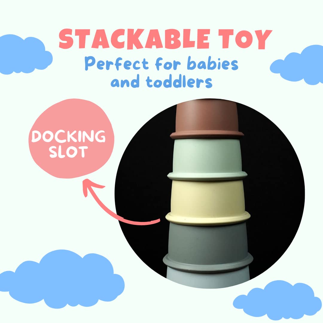 NEAFRON 8 PCS Baby Stacking Toys for Toddlers 1-3, Nesting Cups, Early Educational Development Baby Stacking Cups, Bathing Toys for Boys and Girls