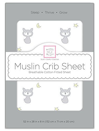 SwaddleDesigns Softest Cotton Muslin Fitted Crib Sheet/Toddler Sheet for Baby Boy & Girl, Sterling Fox & Star