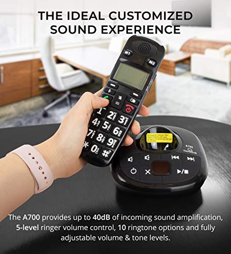 ClearSounds A700 Amplified Cordless Phone with Answering Machine - Supports DECT 6.0 Frequency, Multi-Line Operation, AC Power and Battery Operated