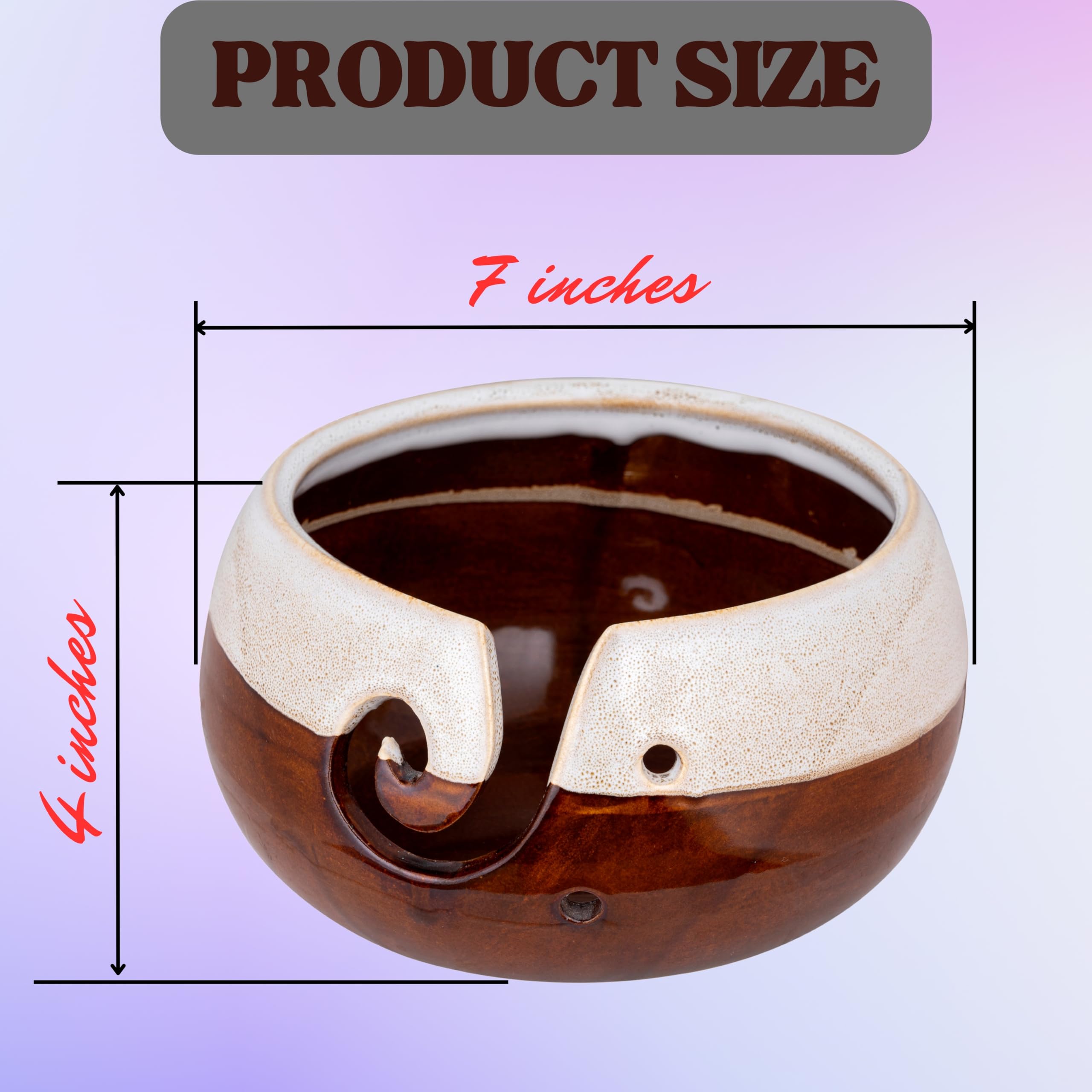 Ceramic Yarn Bowl Knitting Bowl, Crochet Large Yarn Bowl for Knitting, Handmade (Moroccon Brown/Green)