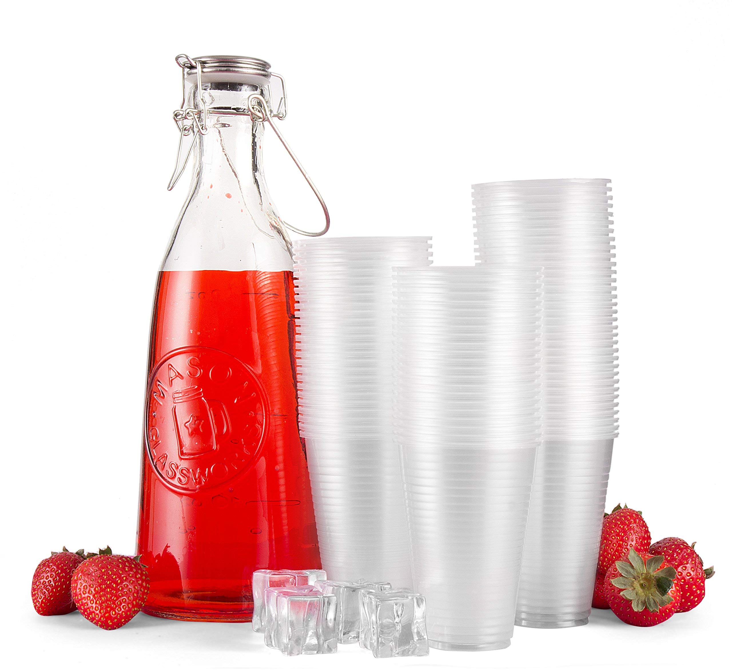 BluShine [300 Pack] 7 Ounce Clear Plastic Disposable Cups BPA-Free, Durable, Stackable & Crack Resistant Drinkware - Non-Stick, Easy to Pull Apart – Ideal for Home, Office, or Business