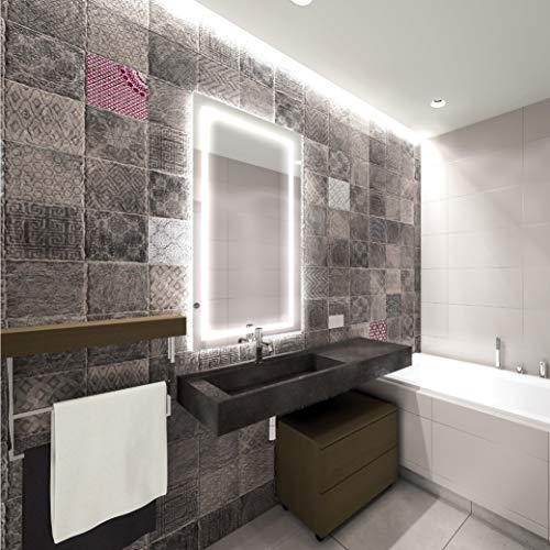 Homewerks 100160 30x36 inches LED Bathroom Mirror Wall Mounted Frameless Anti-Fog Dimmable Light 1600 Lumen Ultra Bright White 5000 Kelvin, Single Color