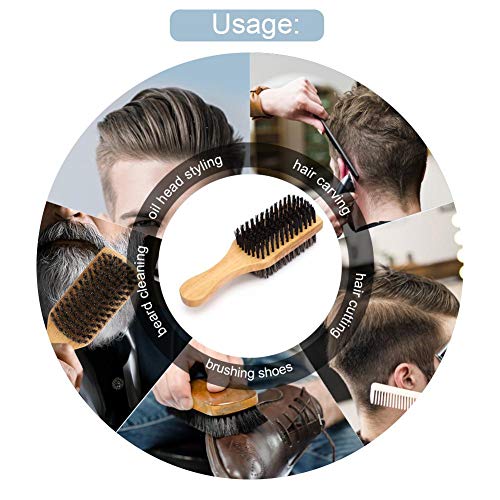 Beard Brush Hairbrush Shaving Brushes, Wooden Double-Sided Extra Soft Horse Mane Hair Professional Beard Brush for Daily Beard Care Men(M)