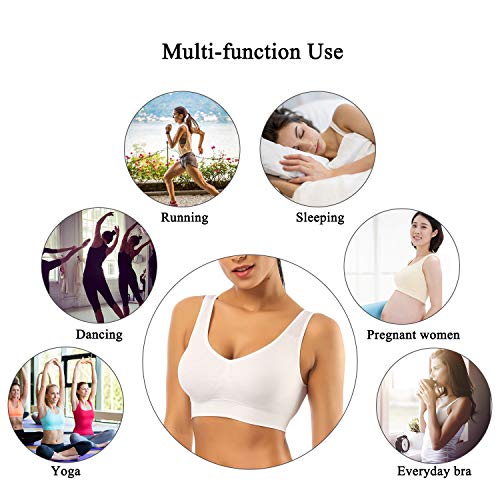 BESTENA Sports Bras for Women, 3 Pack Seamless Comfortable Yoga Bra with Removable Pads