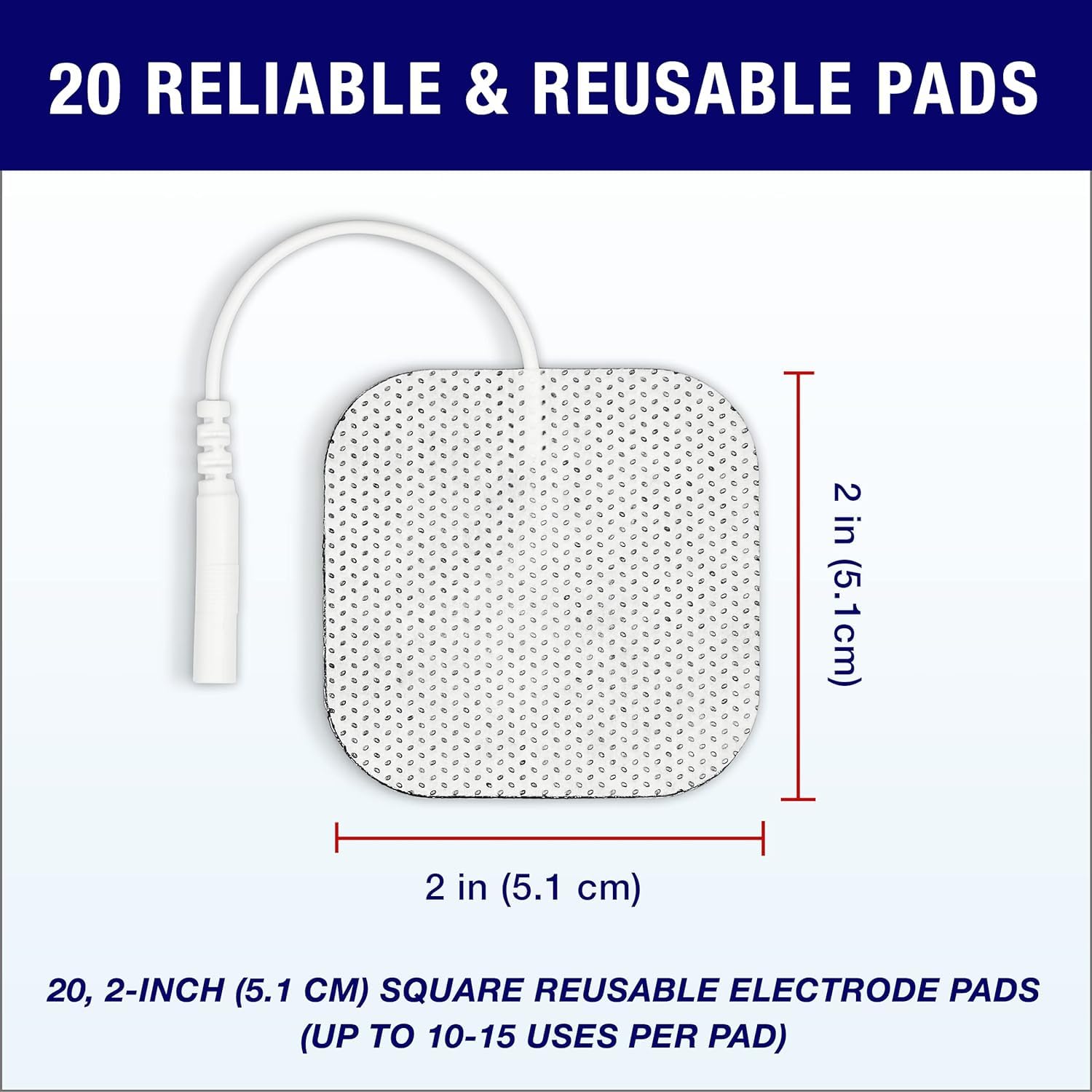 Syrtenty TENS Unit Pads 2"X2" 3rd Gen Reusable Latex-Free Replacement Pads Electrode Pads with Upgraded Sticky Electrode Pads Gel and Non-Irritating Design for Muscle Stimulator Electrotherapy (20)