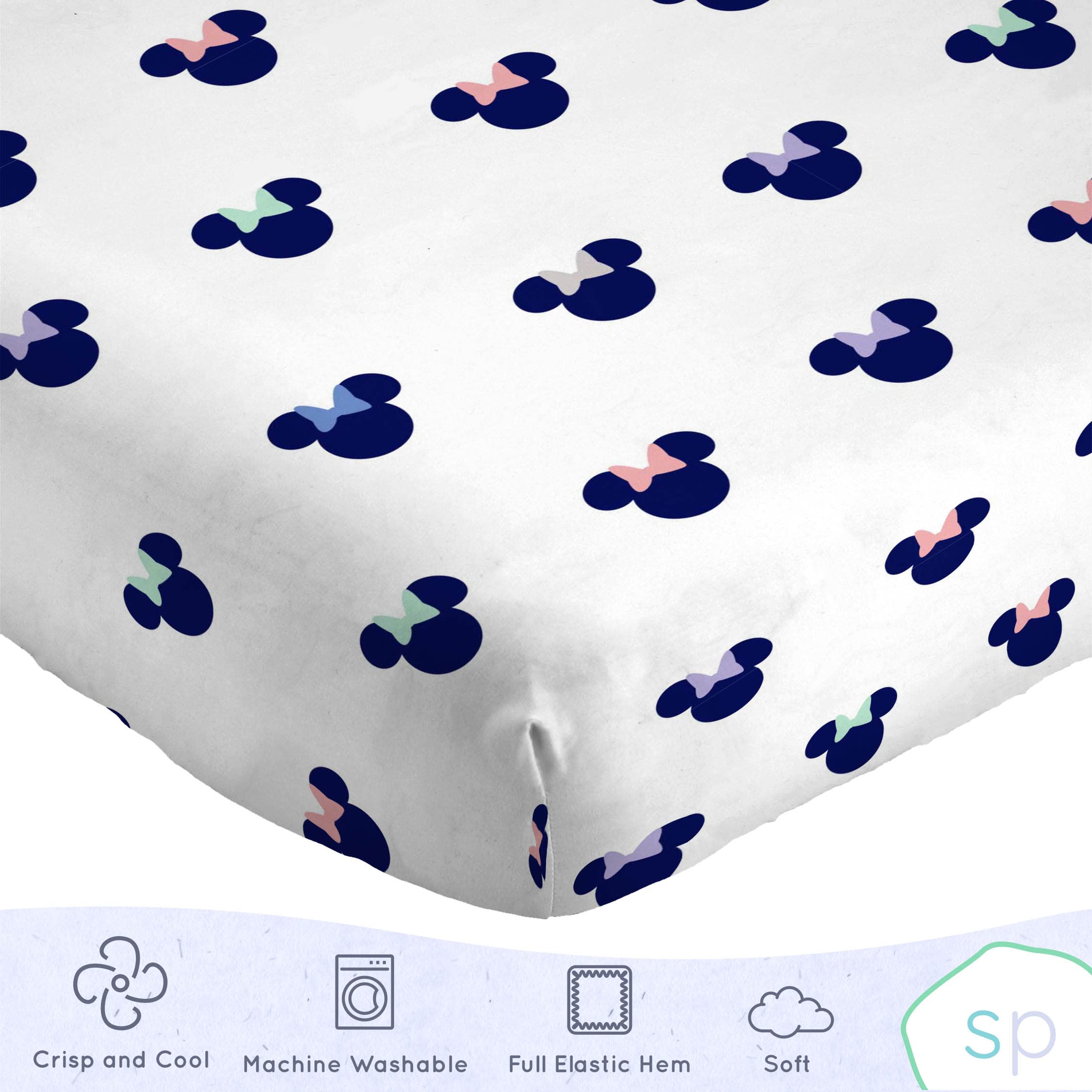 Saturday Park Disney Minnie Mouse Dreaming of Dots Twin Sheet Set - 3 Piece 100% Organic Cotton Sheets - GOTS & Oeko-TEX Certified (Disney Official)