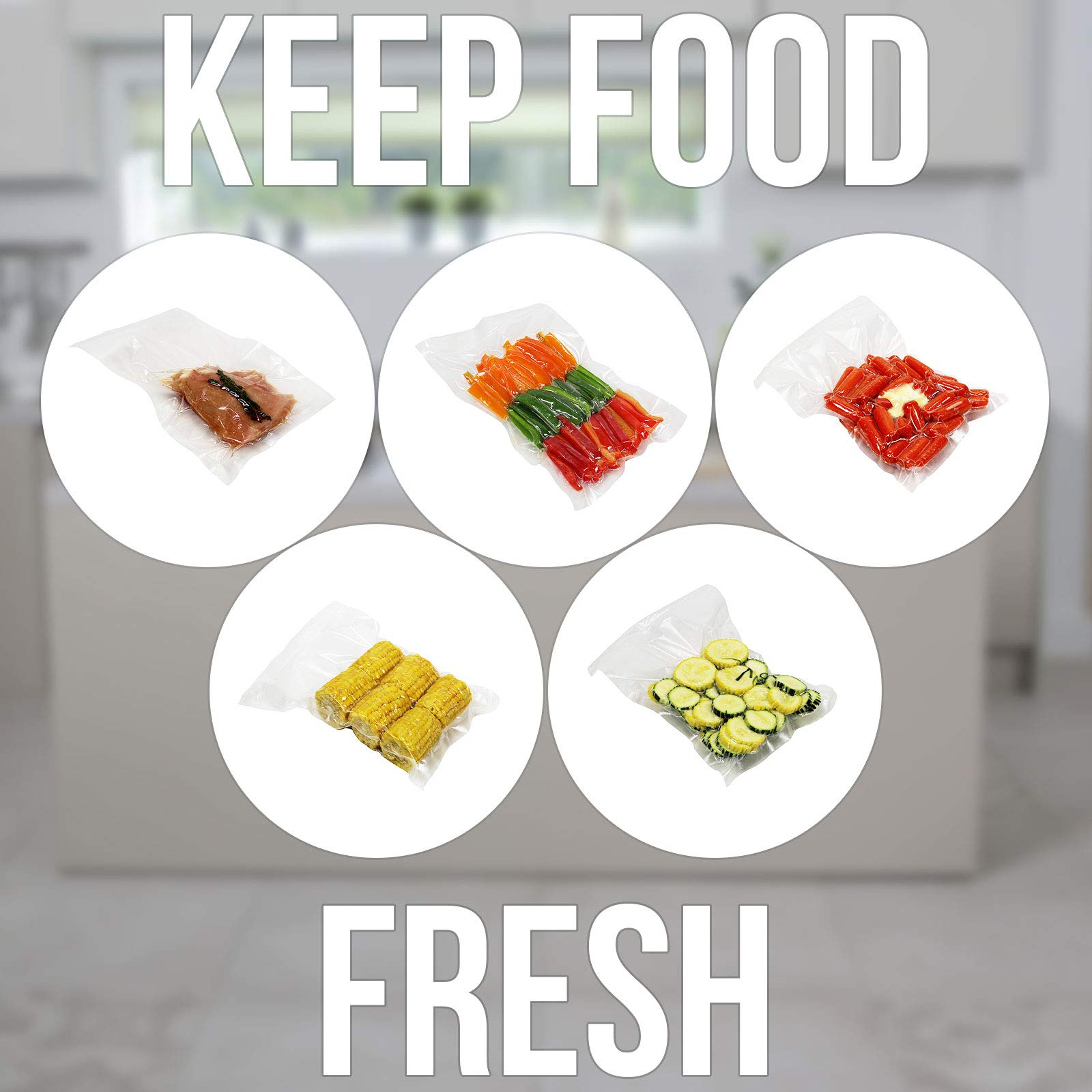 Black and Clear Food Sealer Freezer Bags for Storing Fish, Vegetables, Meat, Grains, Fruit, Nuts, and Cereal, Great Choice for Sous Vide Cooking (6" x 10")