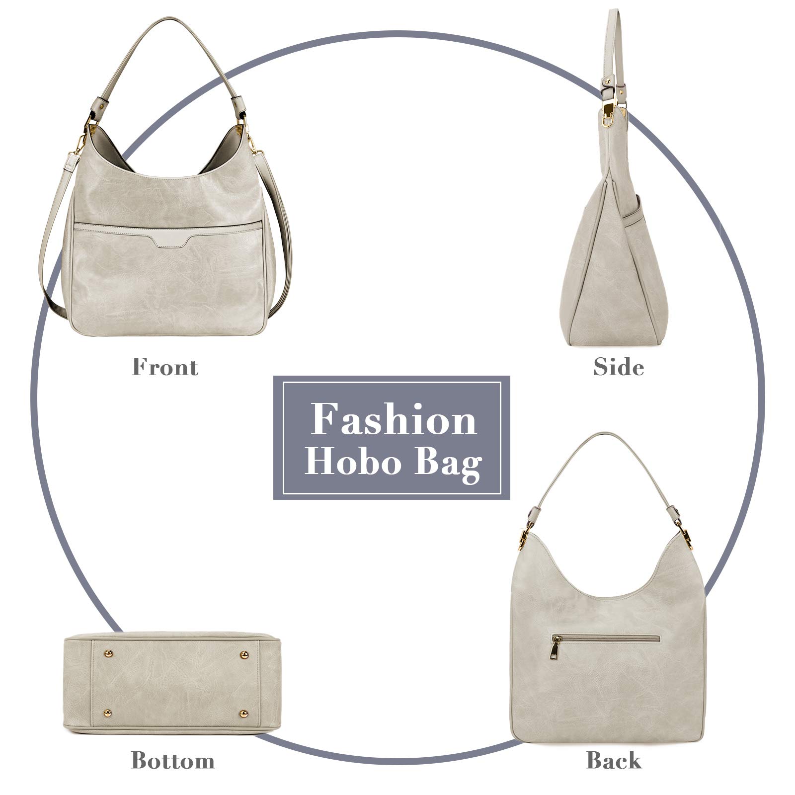 Hobo Handbags For Women Leather Purses and Handbags Large Crossbody Bags with Adjustable Shoulder Strap