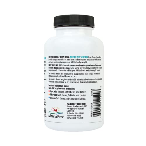 Nutri-Vet Aspirin for Dogs | Medium to Large Dogs | 300mg | 75 count
