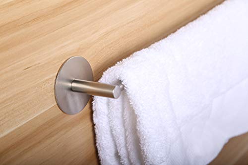 TOGU 27.5 inch Self Adhesive Single Towel Bar Heavy Duty Waterproof Towel Rack Stick on Bathroom Kitchen Lavatory Hanging Towel, Brushed Stainless Steel Finish