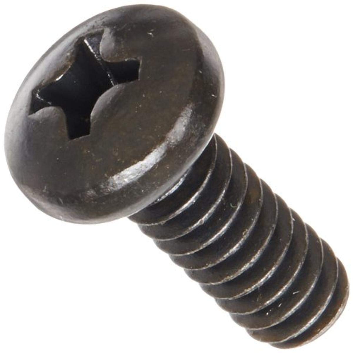 Small Parts Steel Pan Head Machine Screw, Black Oxide Finish, Meets ASME B18.6.3, #2 Phillips Drive, #10-24 Thread Size, 1/2" Length, Fully Threaded, Import (Pack of 100)