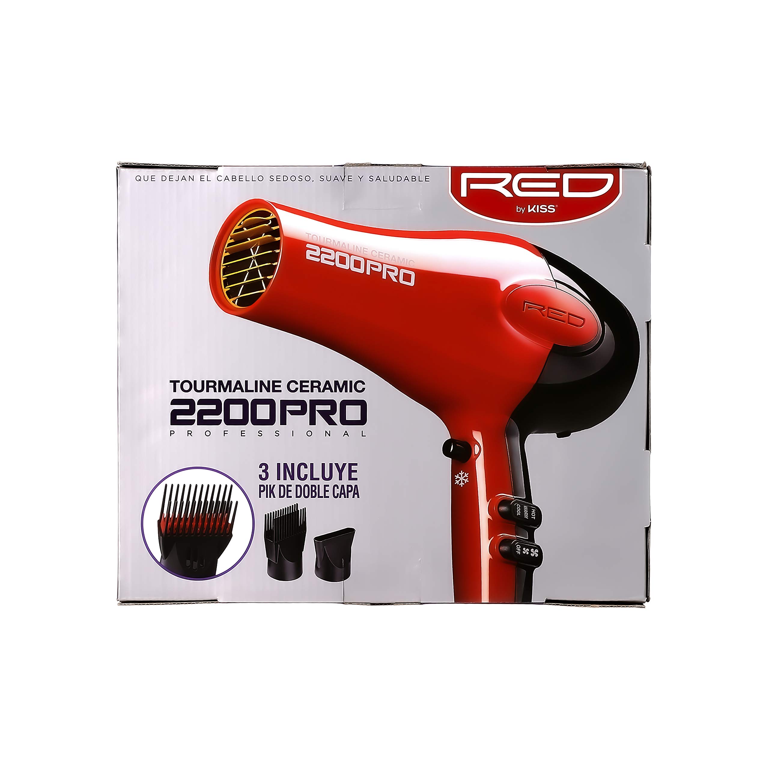 Red by Kiss Tourmaline Ceramic 2200PRO Professional Hair Dryer BD07N