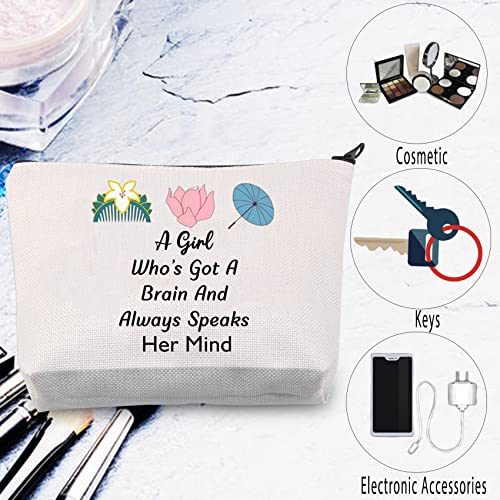 MNIGIU Inspiration Mulan Fans Gift Mulan Cosmetic Makeup Bag A Girl Whos Got a Brain and Always Speaks Her Mind (speak her mind bag)