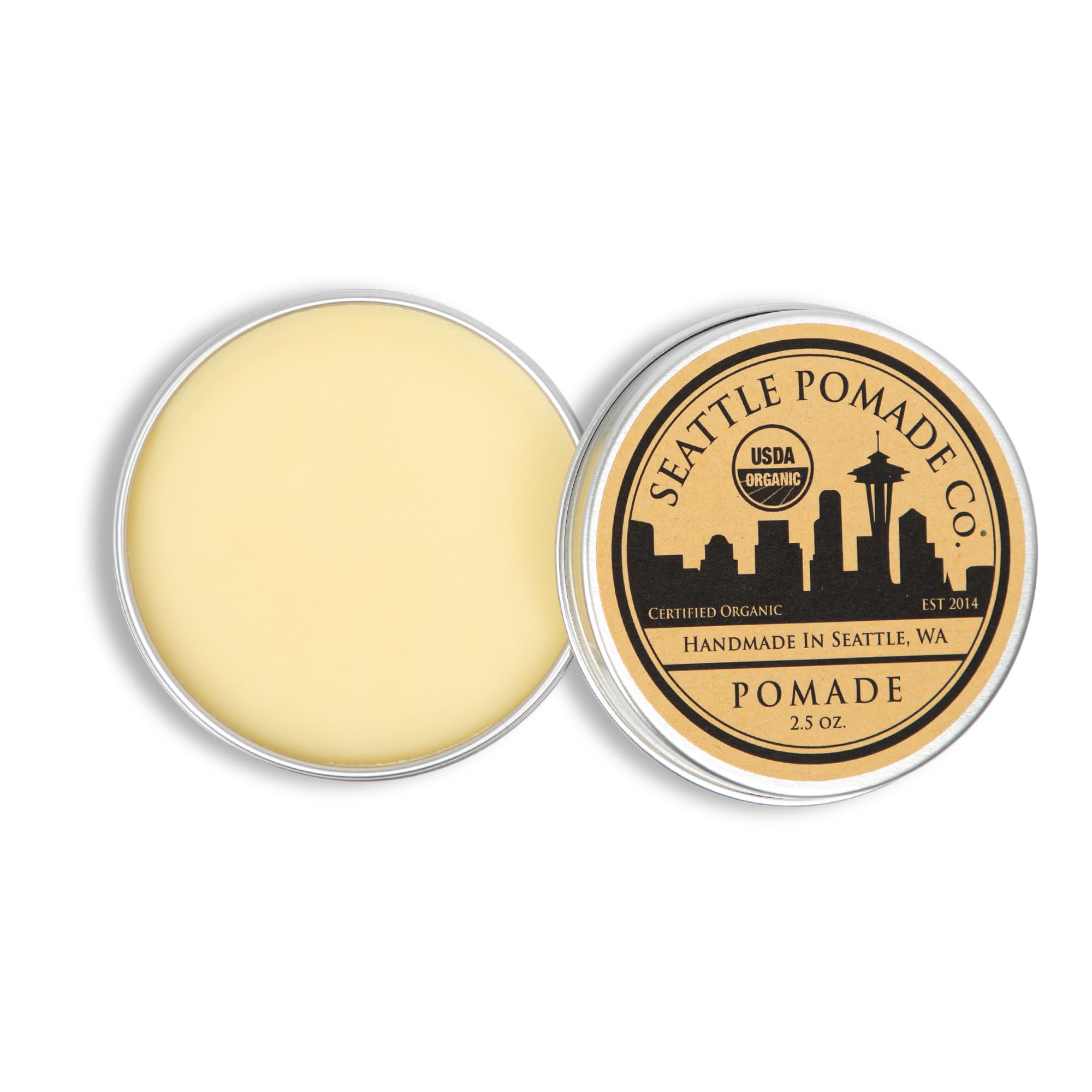 Seattle Pomade Co. USDA Certified Organic Pomade. Medium Hold & High Shine, Hair Styling Formula for Straight, Thick and Curly Hair. Non GMO