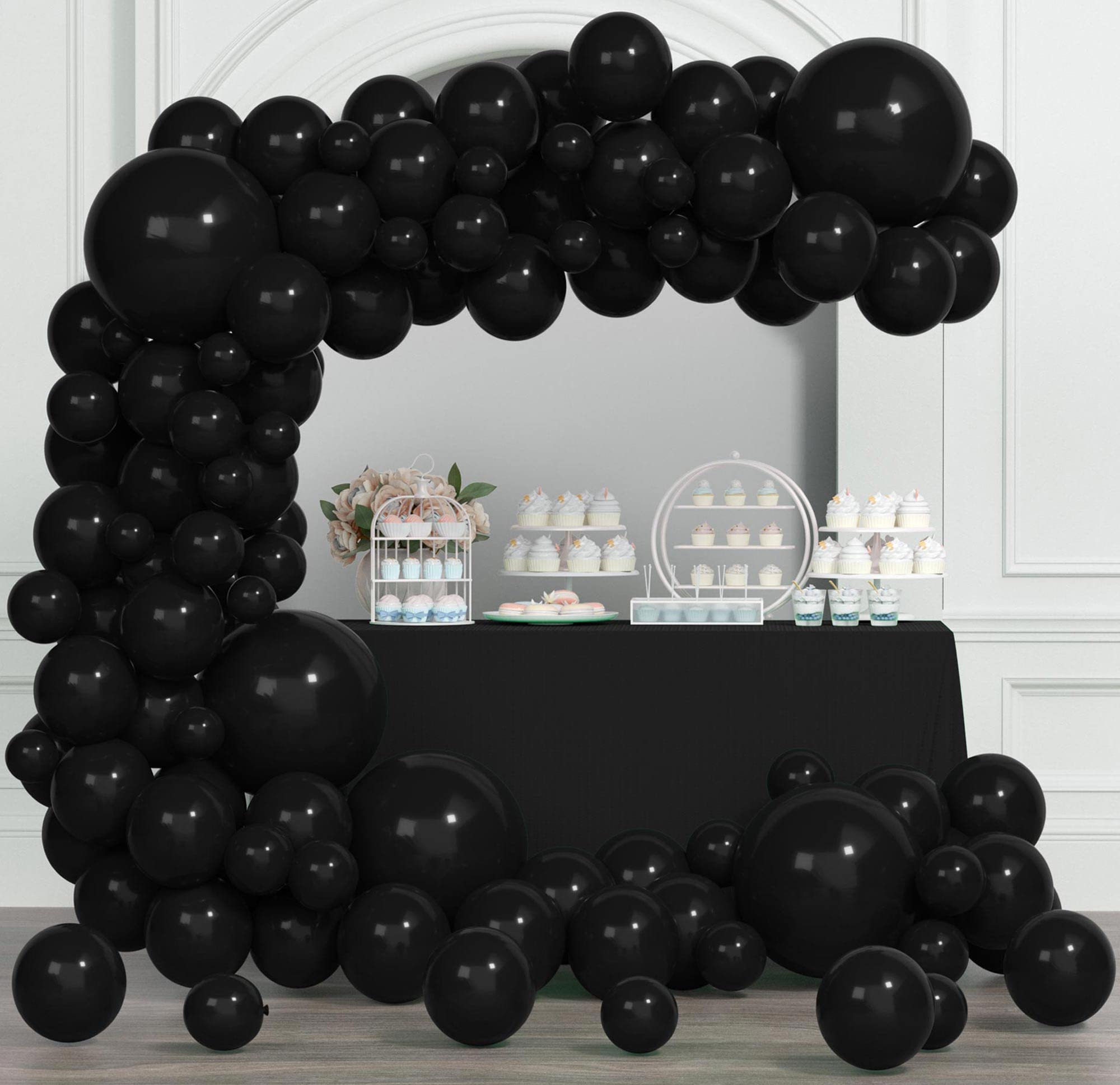 Black Balloon Arch Kit, Thickened 100Pcs Black Balloons Different Sizes 18/12/5 Inch for Birthday Party Graduation Bachelorette Anniversary Wedding Gender Reveal Baby Shower Decorations Supplies