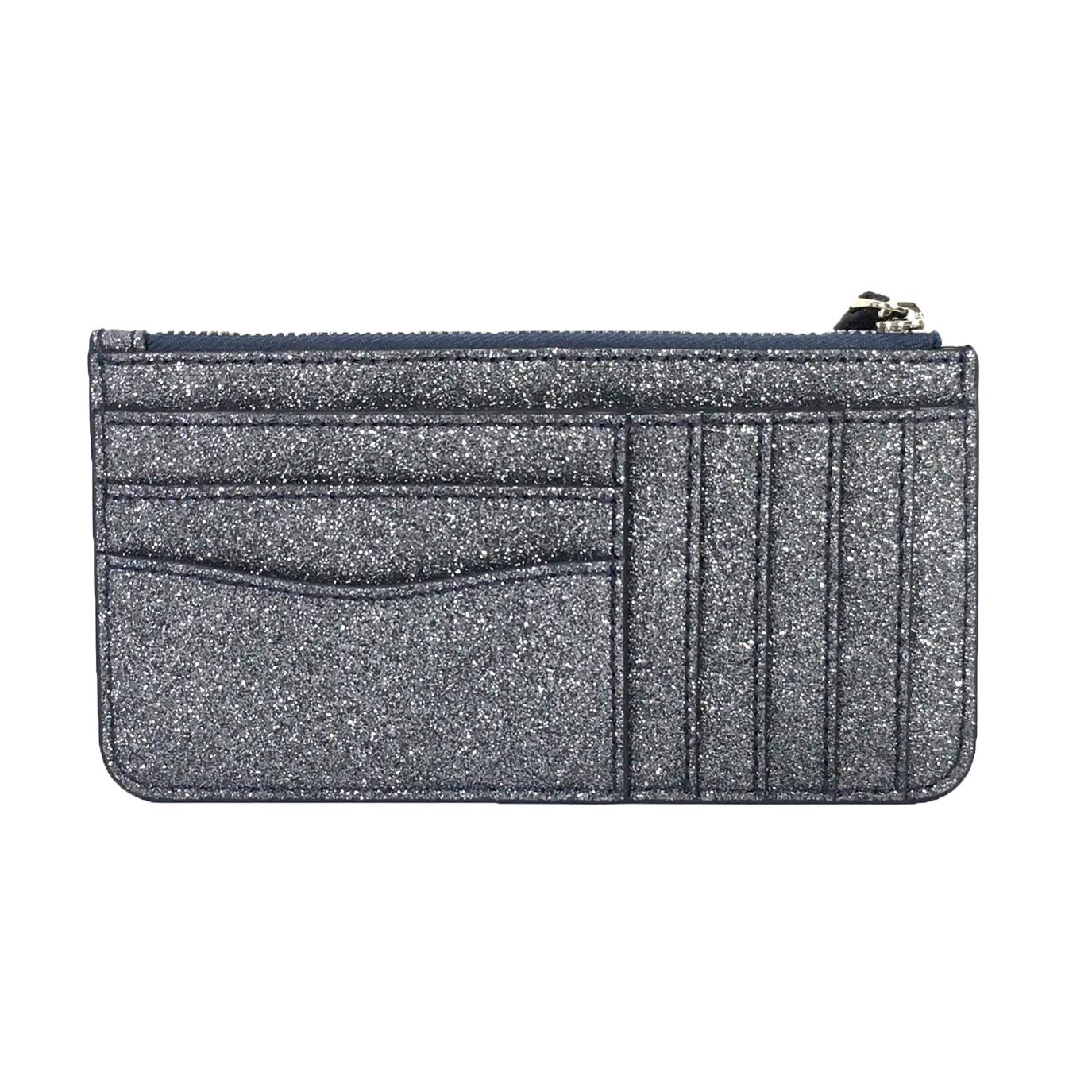 Kate Spade Lola Glitter Large Card Holder Slim Wallet, Dusty Navy