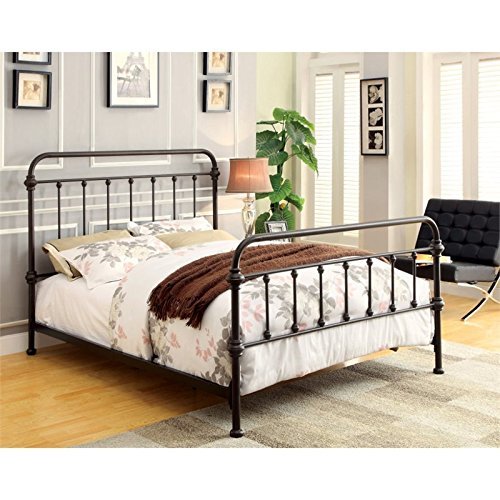 Furniture of America Overtown Metal Bed, California King, Dark Bronze