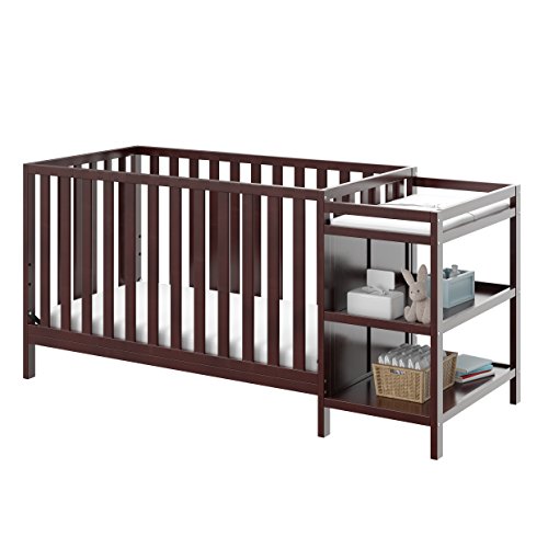 Storkcraft Pacific 4-in-1 Convertible Crib and Changer, Espresso Easily Converts to Toddler Bed, Day Bed or Full Bed, 3 Position Adjustable Height Mattress