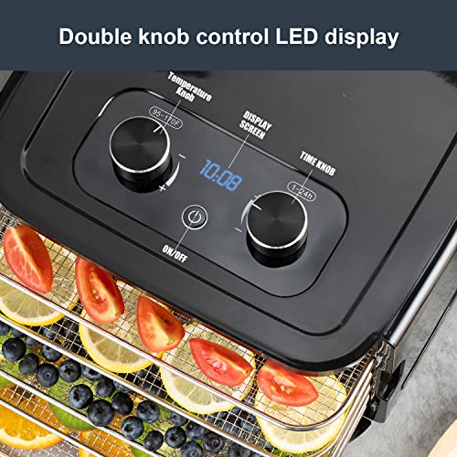 NutriChef Electric Countertop Food Dehydrator Machine - 350-Watt Premium Multi-Tier Meat Beef Jerky Maker Fruit/Vegetable Dryer w/ 4 Stainless Steel Trays, Digital Timer, Temperature Control