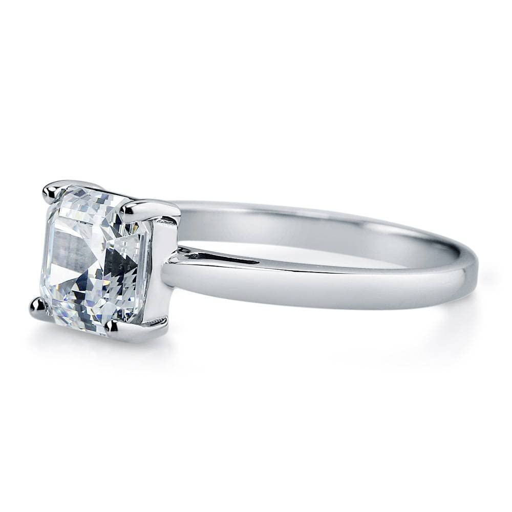 BERRICLE Sterling Silver Solitaire Wedding Engagement Rings 2 Carat Asscher Cut Cubic Zirconia CZ Ring for Women, Rhodium Plated Size 5