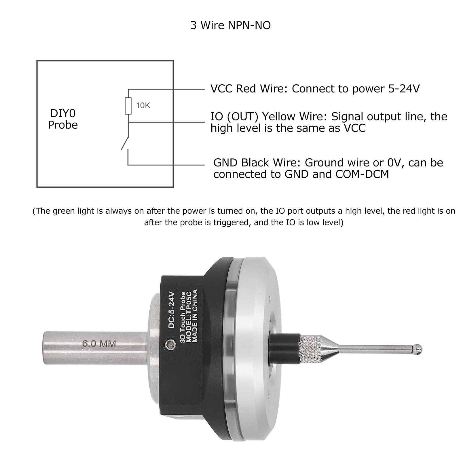 CNC 3D Edge Finder, Professional High Accuracy Universal 3D Sensor Probe, Waterproof Multifunctional 3D Edge Locator with Tungsten Steel Tip for X, Y and Z Axis, for Mach3, for GRBL CNC Equipment