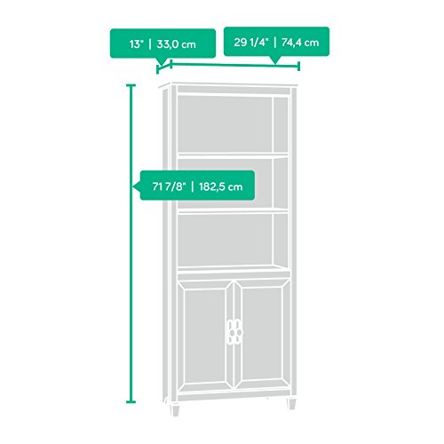 Sauder Edge Water Library With Doors, Estate Black finish