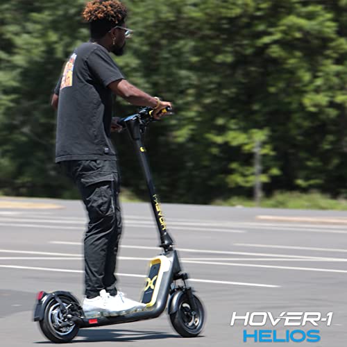 Hover-1 Helios Folding Electric Scooter, 18 MPH Top Speed, 24 Mile Range, 500 Watts Max Power, 10β Pneumatic Tires, Rear Disc Brakes, Removable Battery, and Dual Front Suspension